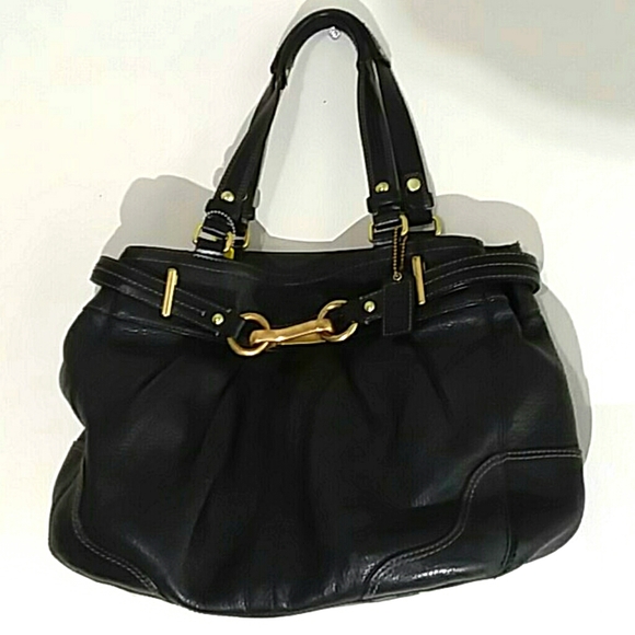 Coach | Bags | Coach Hampton 2476 Pebbled Leather Handbag Euc Black ...